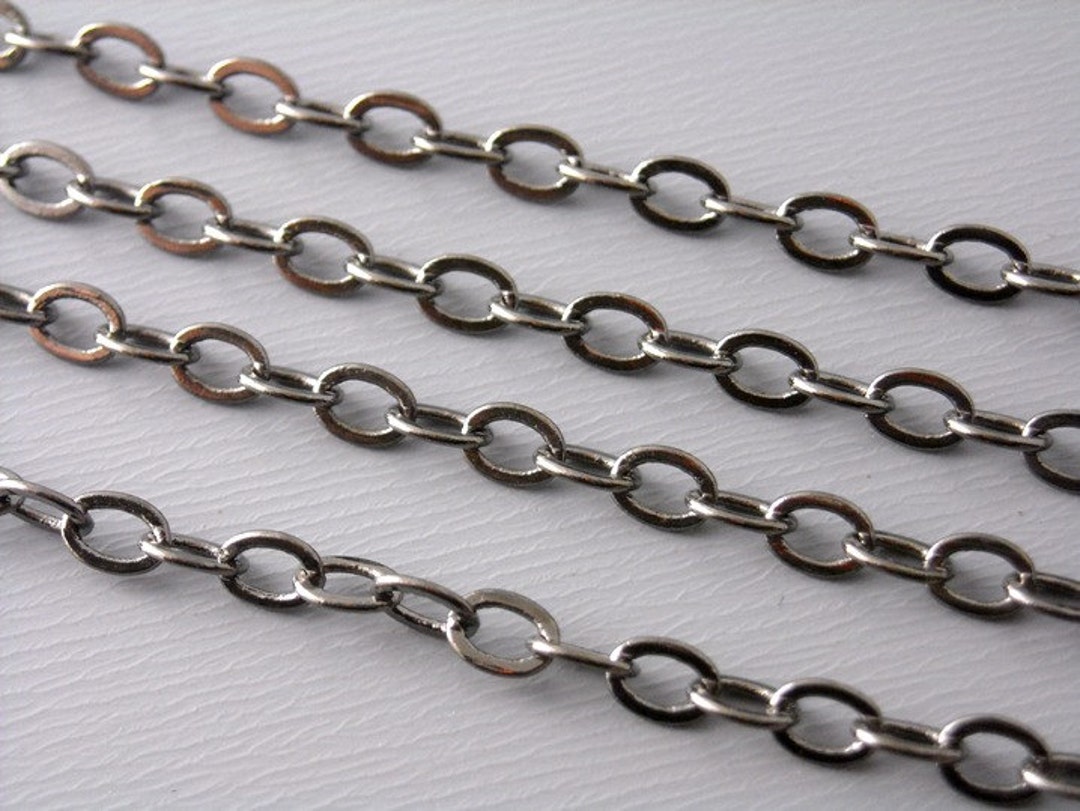 Flattened Cable Chain, Gunmetal Plated Brass, 3.5mm X 2.5mm - 10 Feet ...