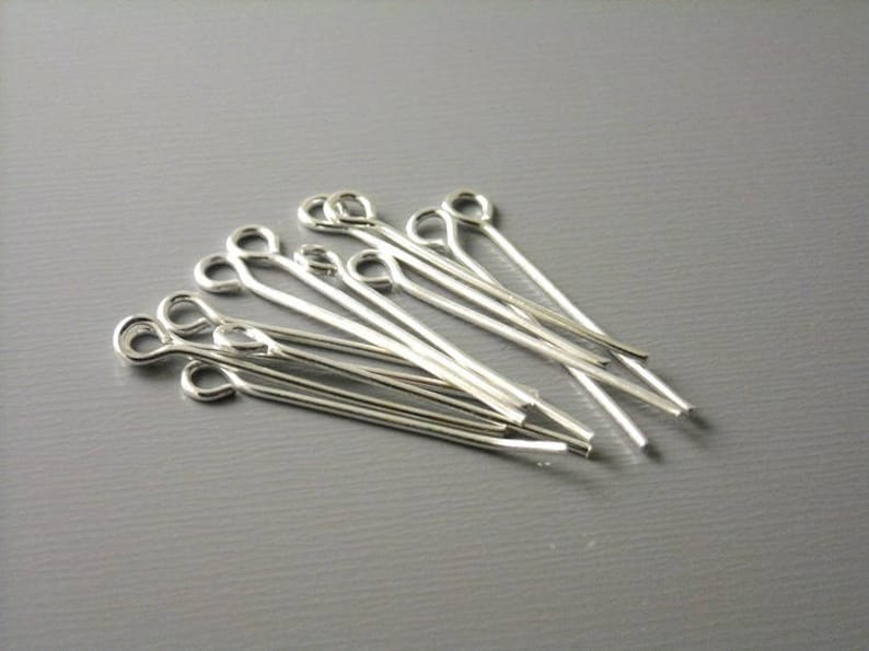 Silver Plated Eye Pins, 24mm Long, 21 Gauge Wire - 100 Pins - Etsy