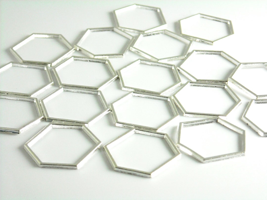 Raised Hexagon Shape Cutout Charms, Silver Tone Plated, 18mm Diameter ...