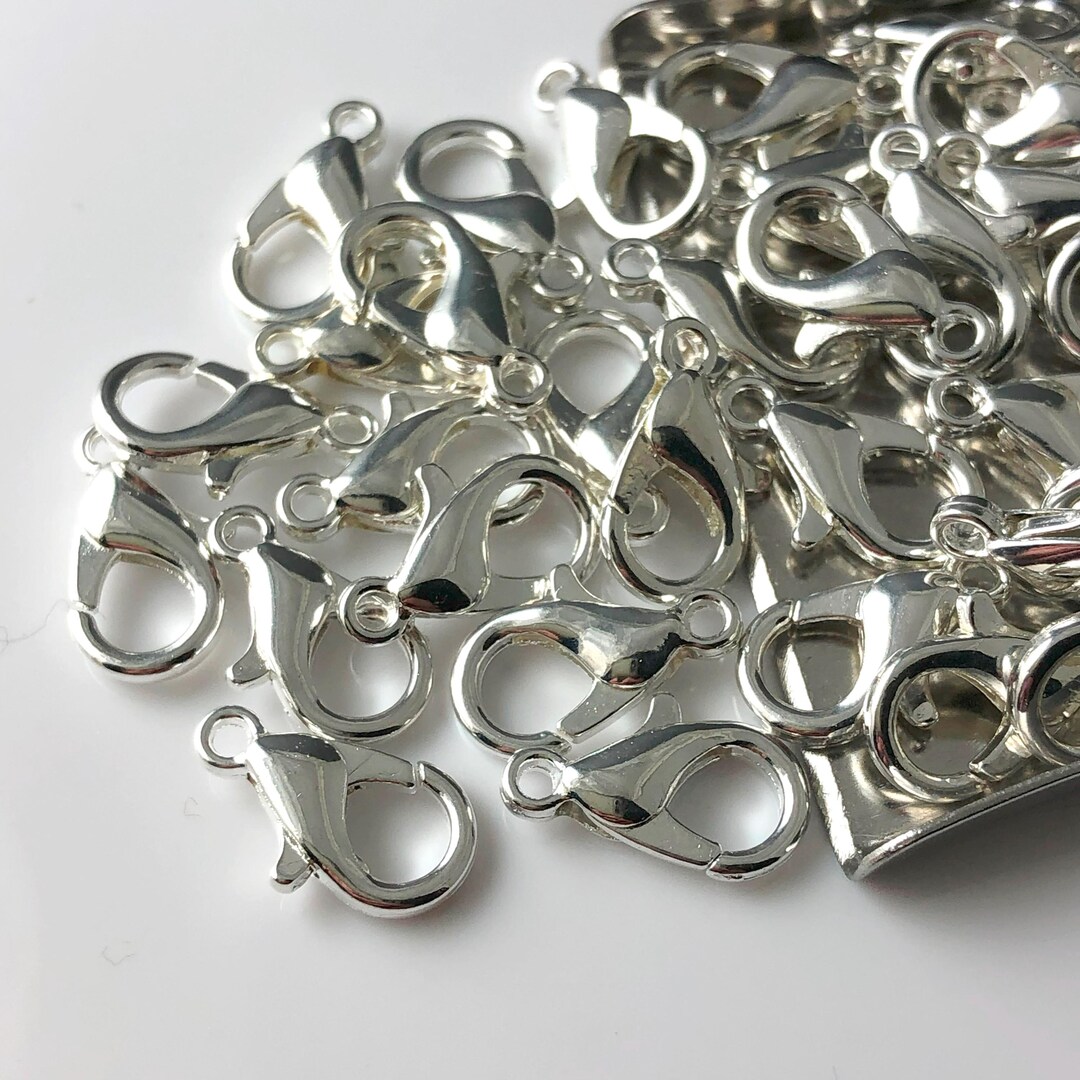 Small Lobster Claw Clasps, Bright Silver Plated, 12mm X 6mm - 10 Pieces ...