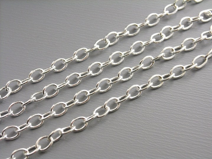 Silver Plated Cable Chain, Soldered Links, 4mm X 3mm - 10 Feet - Etsy