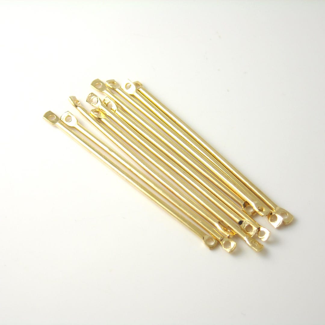 14k Gold Plated Connector Linking Bars, Smooth, 40mm Long (1.57 Inches ...