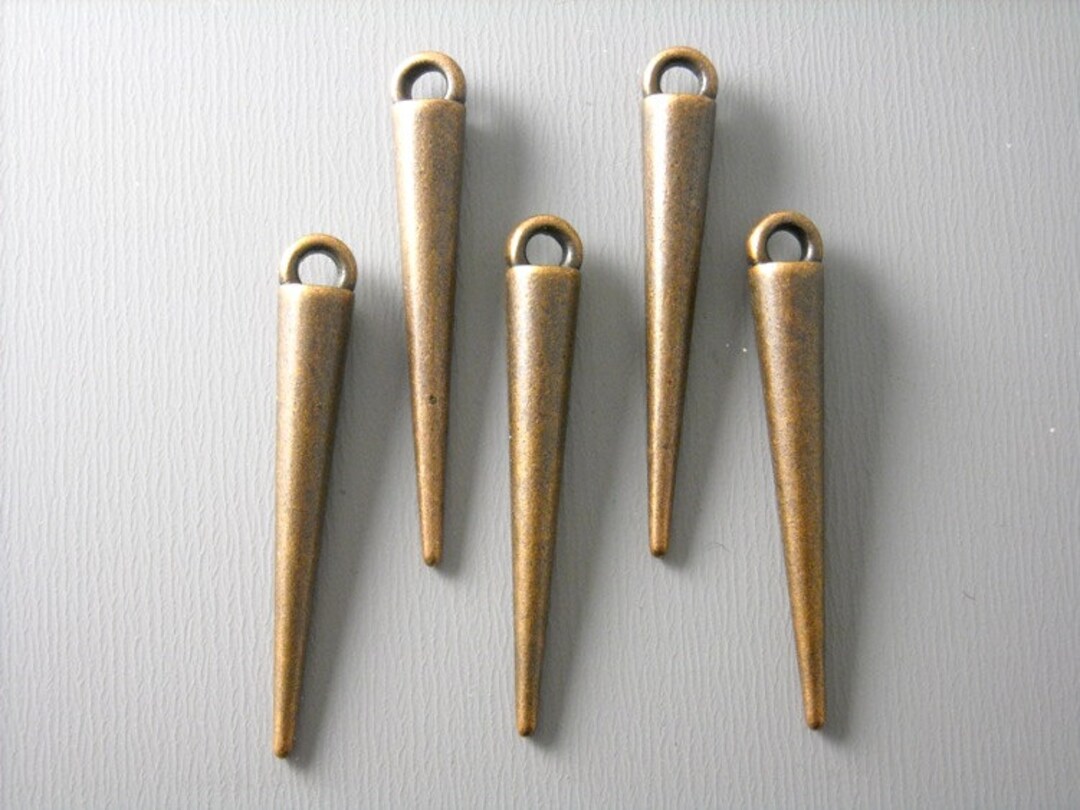 3D Tapered Spike Dangles, Antique Copper Plated, 34mmx5mm 6 Pieces - Etsy
