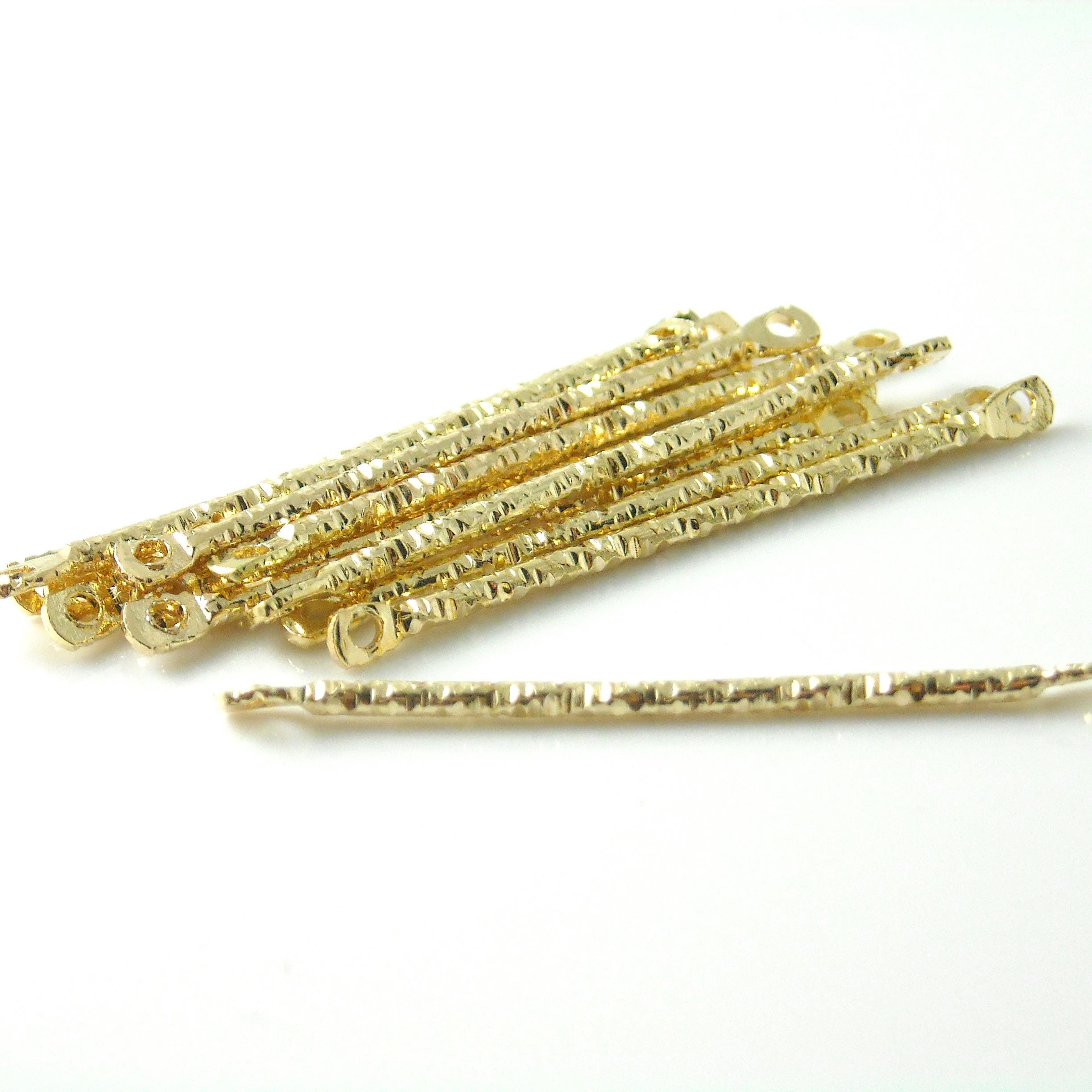 14k Gold Plated Connector Linking Bars, Textured, 30mm (1.18 Inches ...