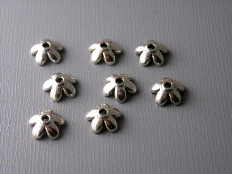 Flower Shaped Dome Bead Caps, Silver Tone Plated, 6.5mm Diameter - 30 ...