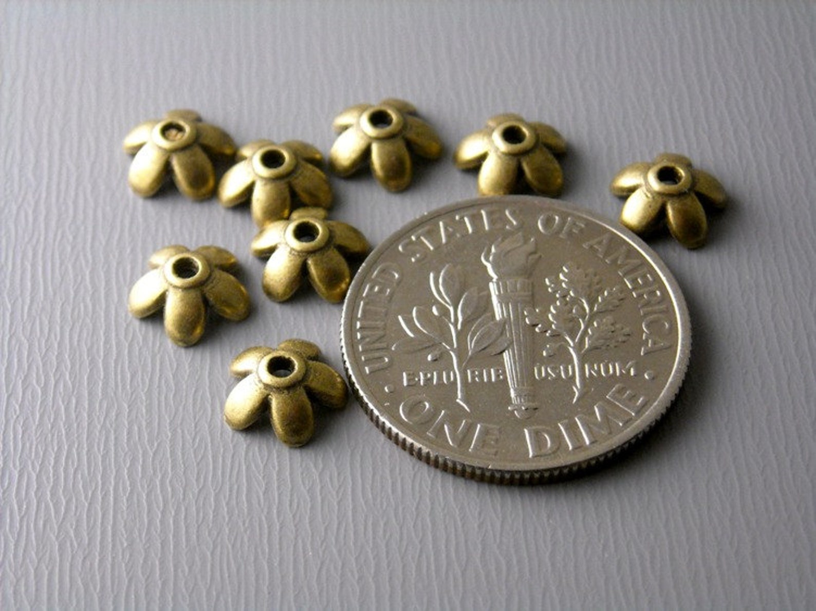 Flower Shaped Dome Bead Caps, Antique Bronze Plated, 6.5mm Diameter ...