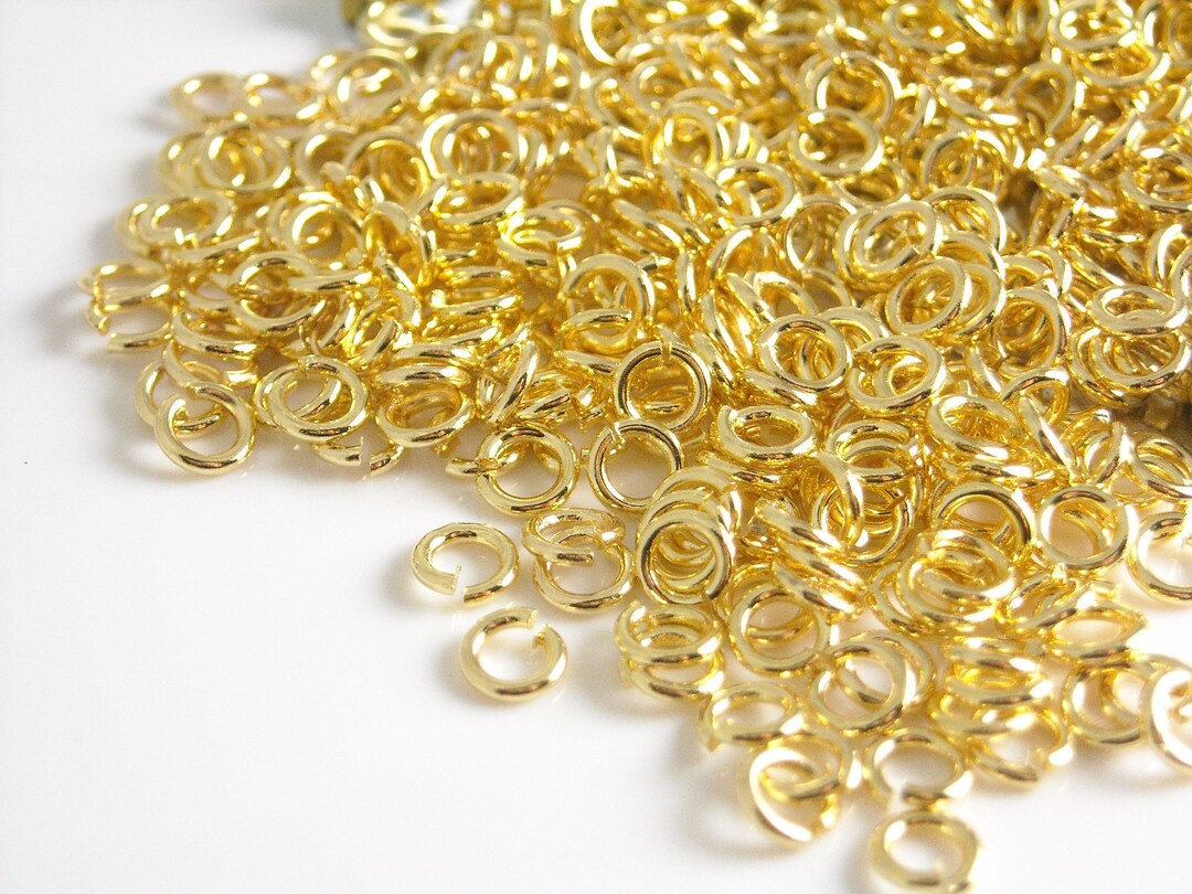 Premium Open Cut Jump Rings, 18k Gold Plated, 3mm Diameter, 22 Gauge 50 ...