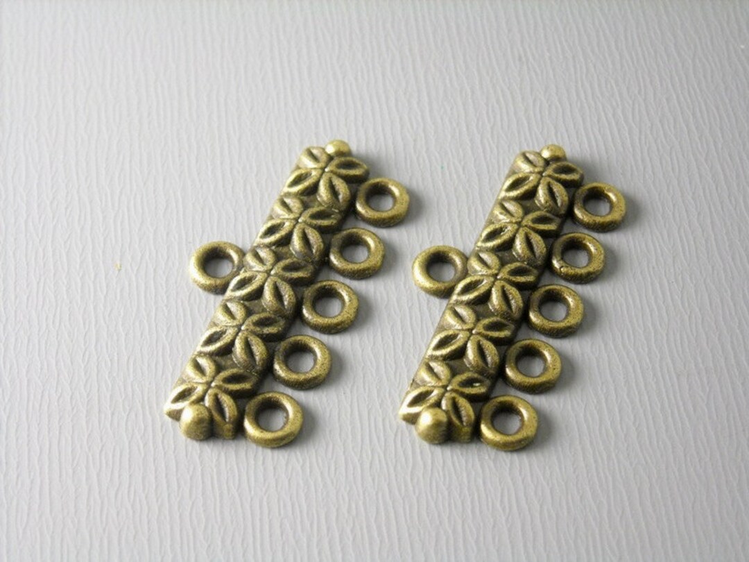 Five Strand Separator Bar Connectors, Antique Bronze Plated, 25mm X ...