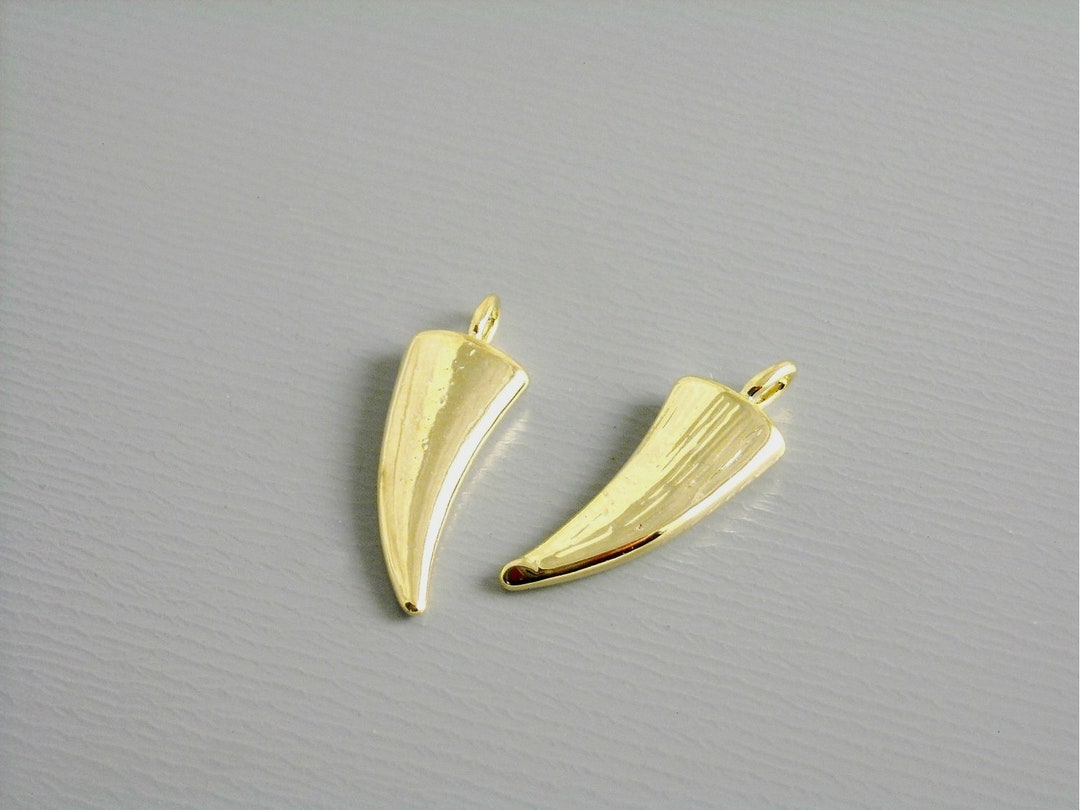 14k Gold Textured Mini Tusk Charms, Plated Brass, 15mm - 2 Pieces - Etsy