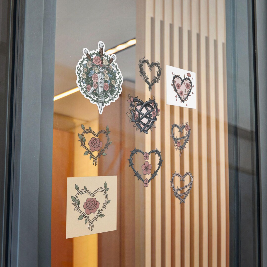Rose Heart Thorns Sticker Set | Die-cut Barbed Wire Stickers - Etsy