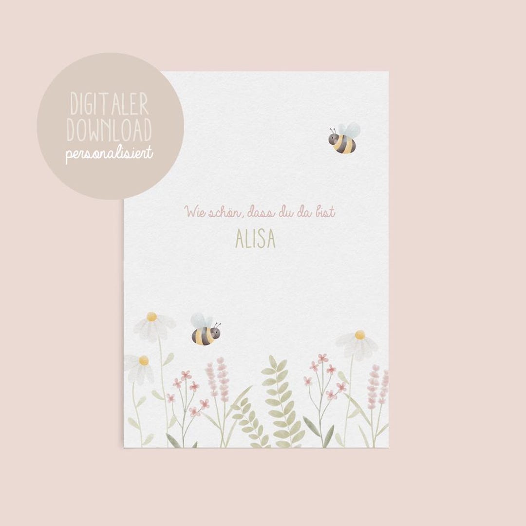 Congratulations Card for a New Baby | Watercolor Bees and Flowers ...