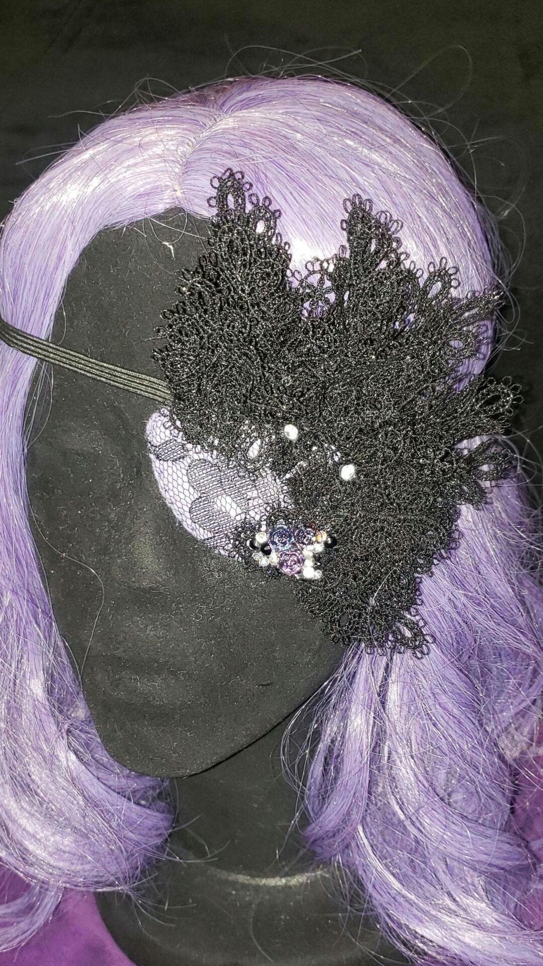 Couture OOAK Left Eye Patch Lavender and Black Lace Handmade - Etsy