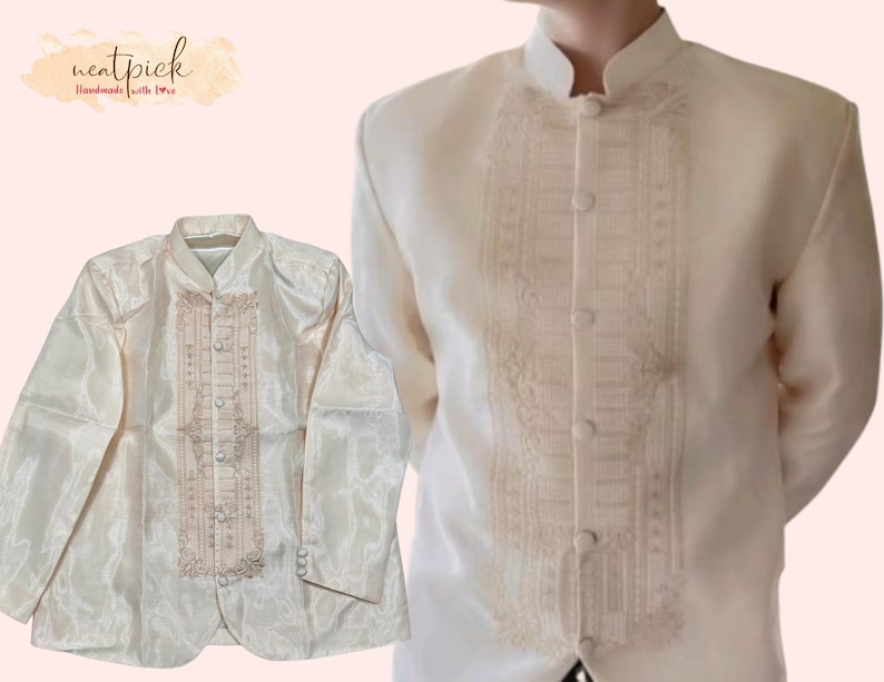 Piña Organza Coat Barong: Filipino Formal Wear With Satin Lining for ...