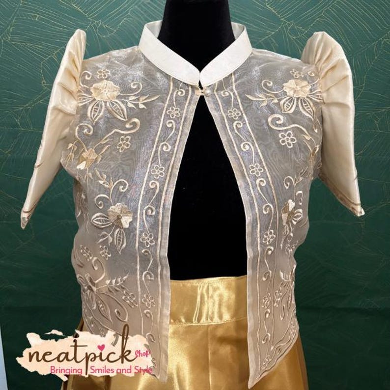 Modern Filipiniana Classic Bolero Design Piña Organza Mestiza Sleeves ...