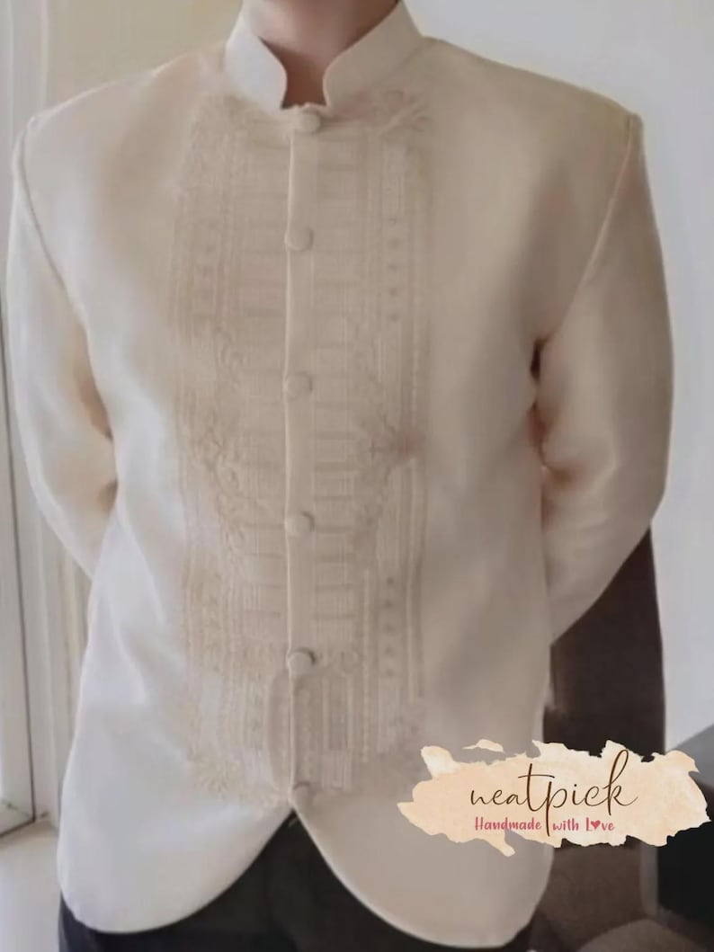 Piña Organza Coat Barong: Filipino Formal Wear With Satin Lining for ...