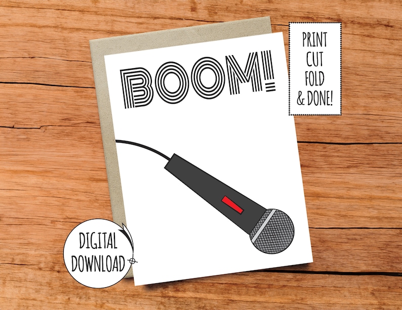 Boom (drop the Mic) Card / Congratulations / Digital Download ...
