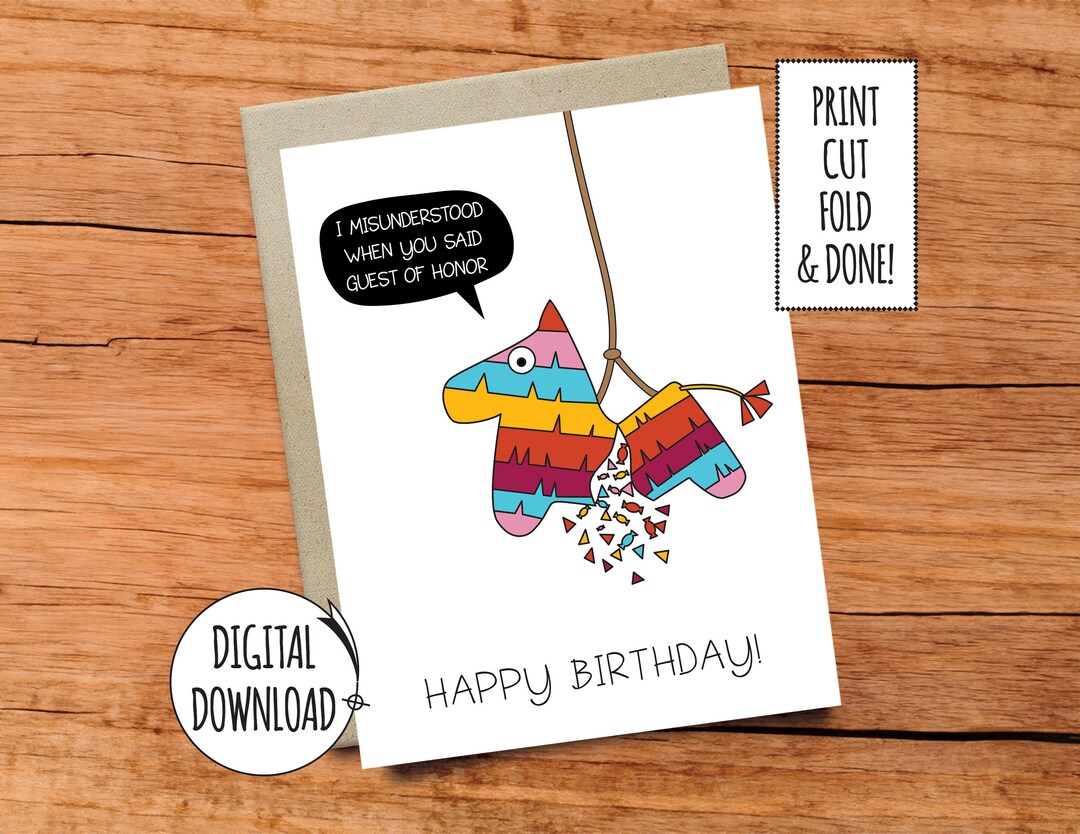 Happy Birthday Pinata Card / Funny Card / Digital Download / Printable ...