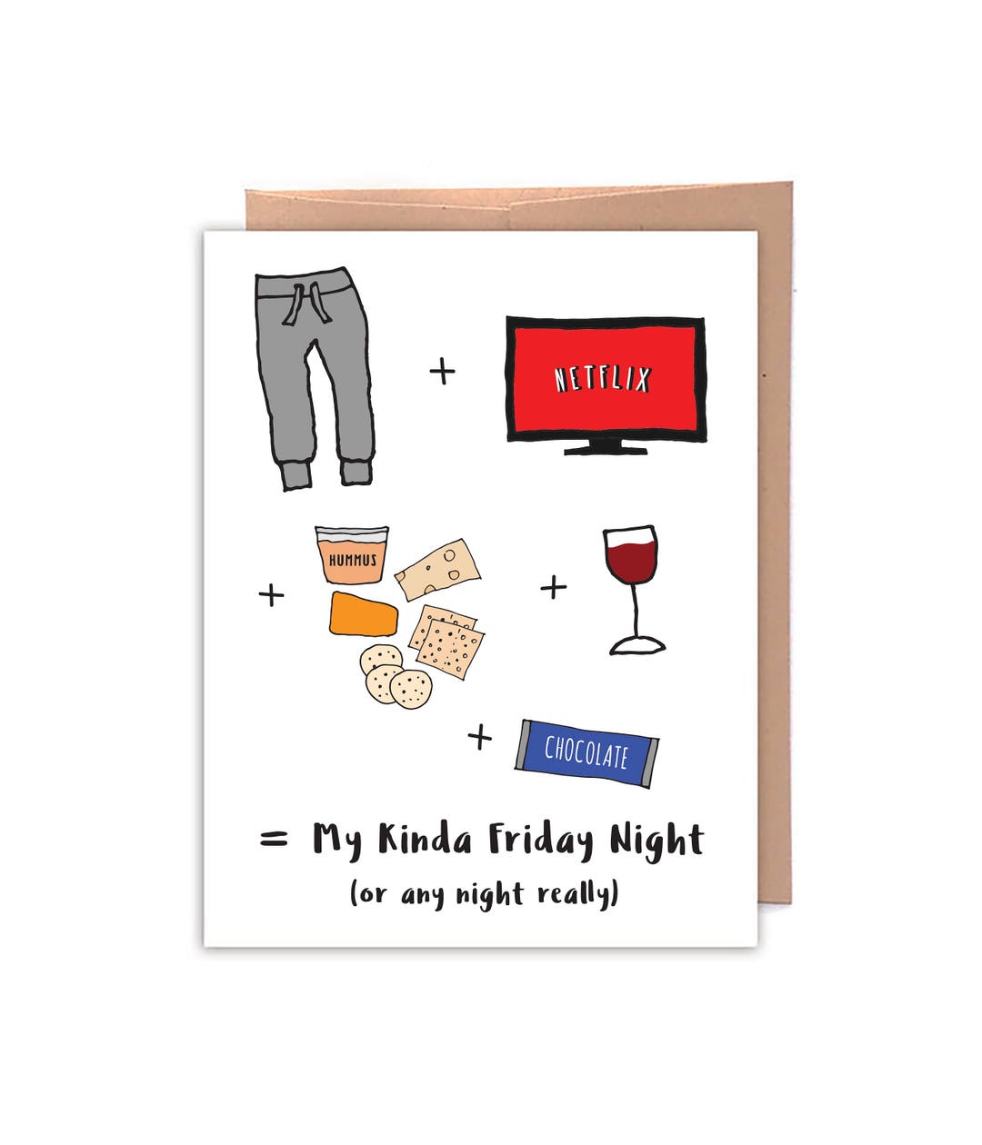 My Kinda Friday Night. Funny Greeting Card Funny Card Friend - Etsy