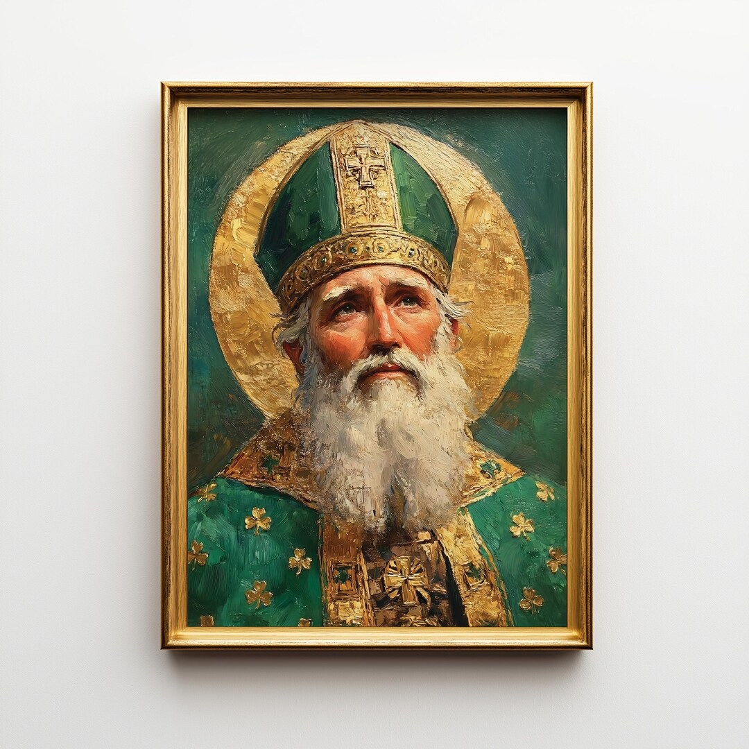 Saint Patrick Icon, Catholic Wall Art, St Patrick's Day Painting ...