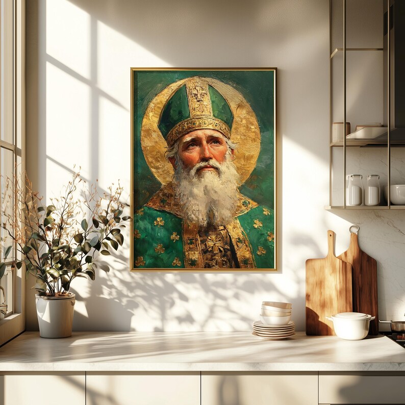 Saint Patrick Icon, Catholic Wall Art, St Patrick's Day Painting ...