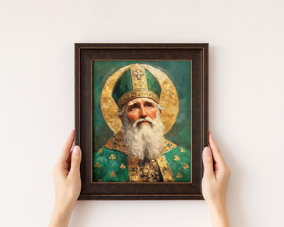 Saint Patrick Icon, Catholic Wall Art, St Patrick's Day Painting ...
