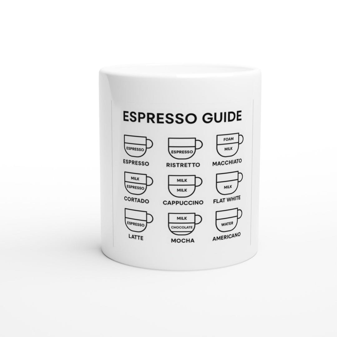 Espresso Guide Mug – Barista Cheat Sheet Cup, Fun Coffee Lover Gift ...