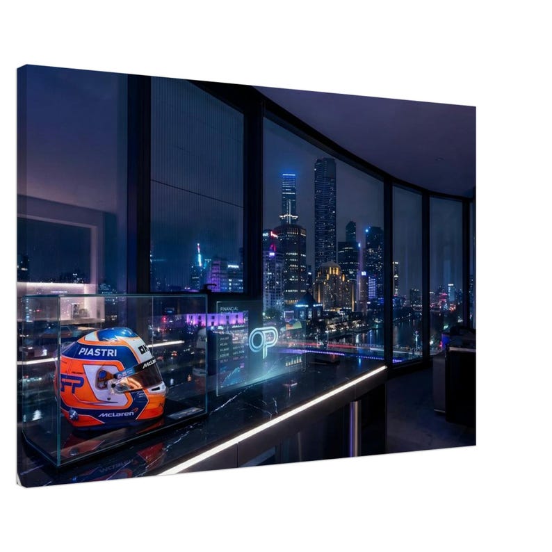 F1 Racing Luxury Penthouse Canvas Art - Modern Melbourne Skyline Wall ...