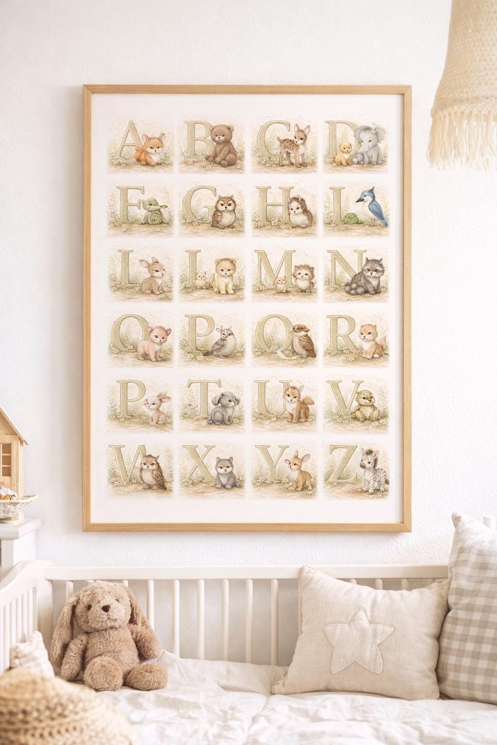 Woodland Alphabet Nursery Wall Art Printable A–Z | Baby Animal ABC ...