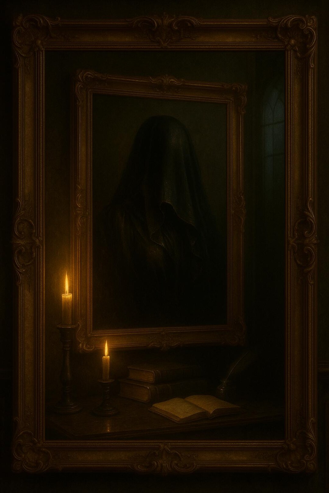 The Veiled Reflection – Gothic Candlelight Portrait | Cinematic Fine ...