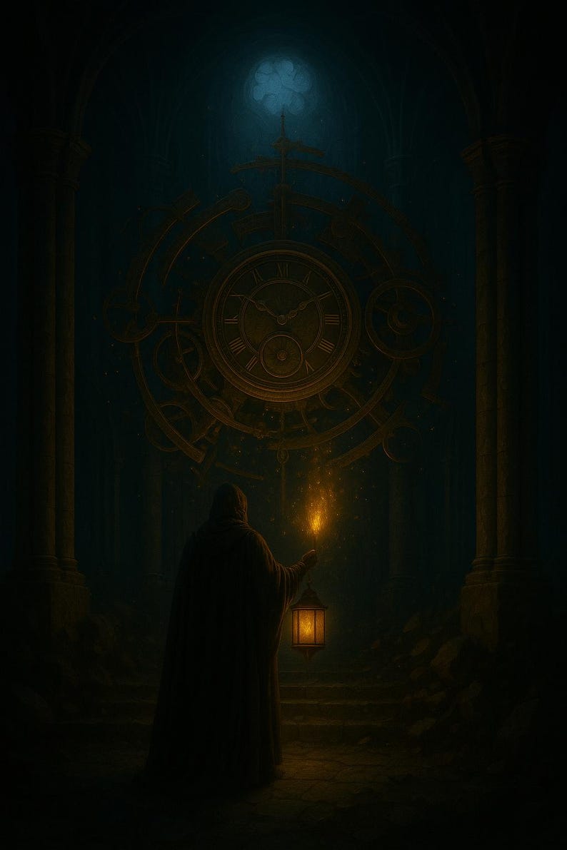 Gothic Cathedral Wall Art – Cloaked Wanderer With Lantern, Dark Fantasy ...
