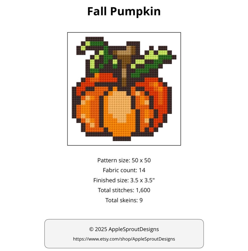 Fall Pumpkin - Cross Stitch Pattern - Etsy