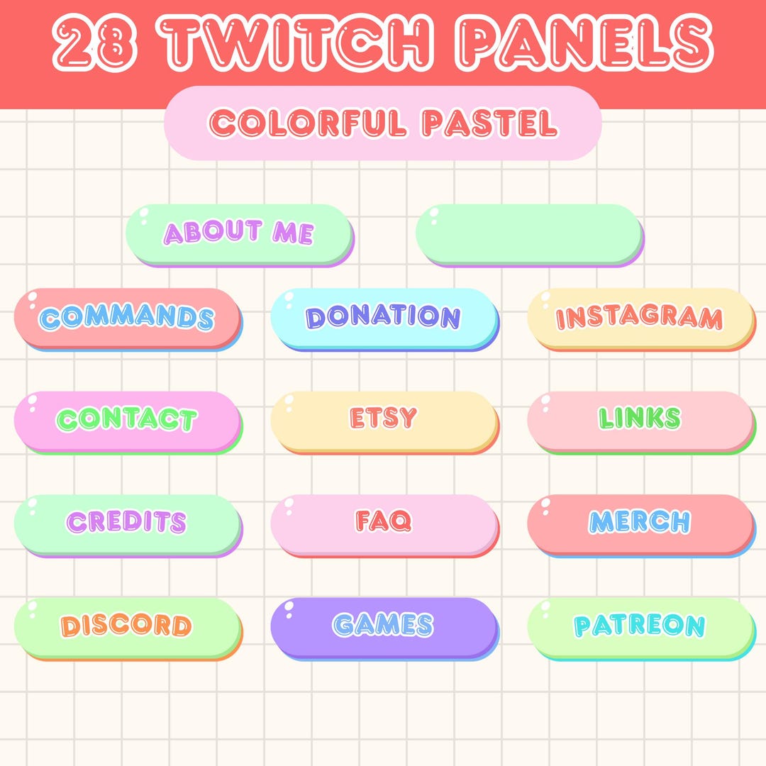 Cute Colorful Pastel Twitch Panels X 28 | Cozy Cute Stream Panels - Etsy