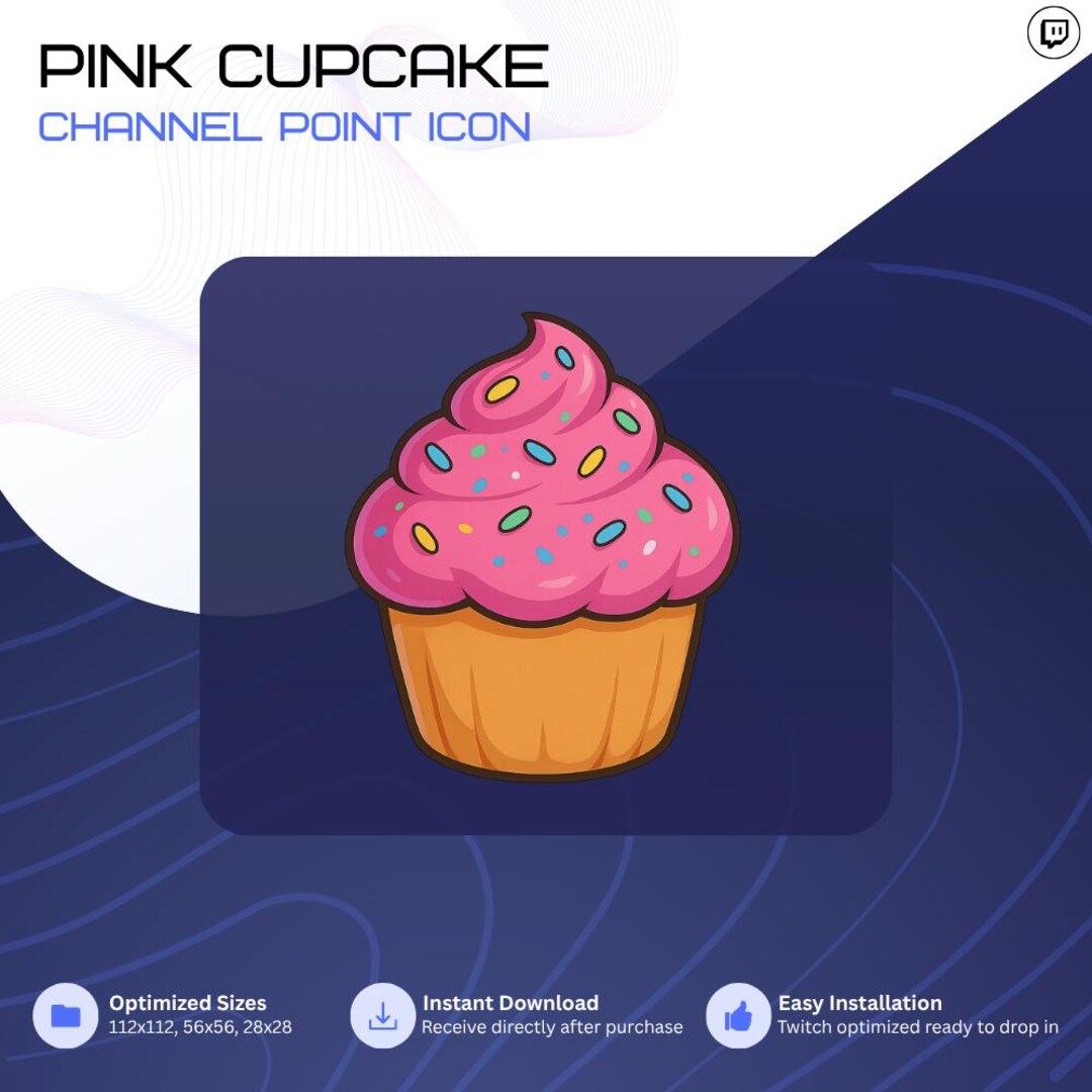 Pink Cupcake Twitch Channel Point Icon | Cute Pink Cupcake With ...