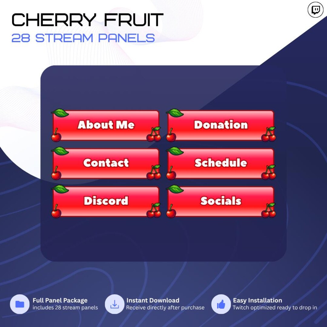 28 Cherry Fruit Theme Stream Panels | Cute Red Cherry Stream Panels for ...