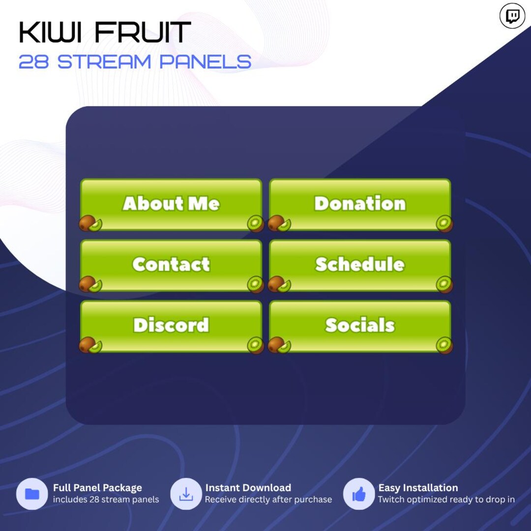 28 Kiwi Fruit Theme Stream Panels | Cute Green Kiwi Stream Panels for ...