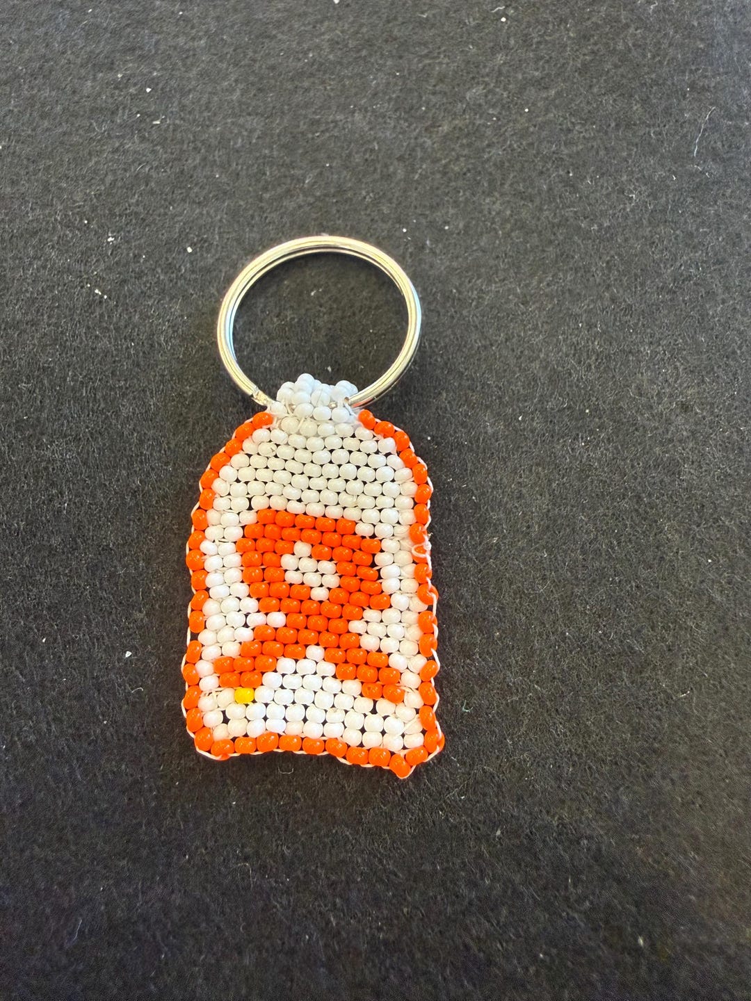 Orange Cancer Ribbon Beaded Keychain – Handmade Czech Seed Bead Art ...