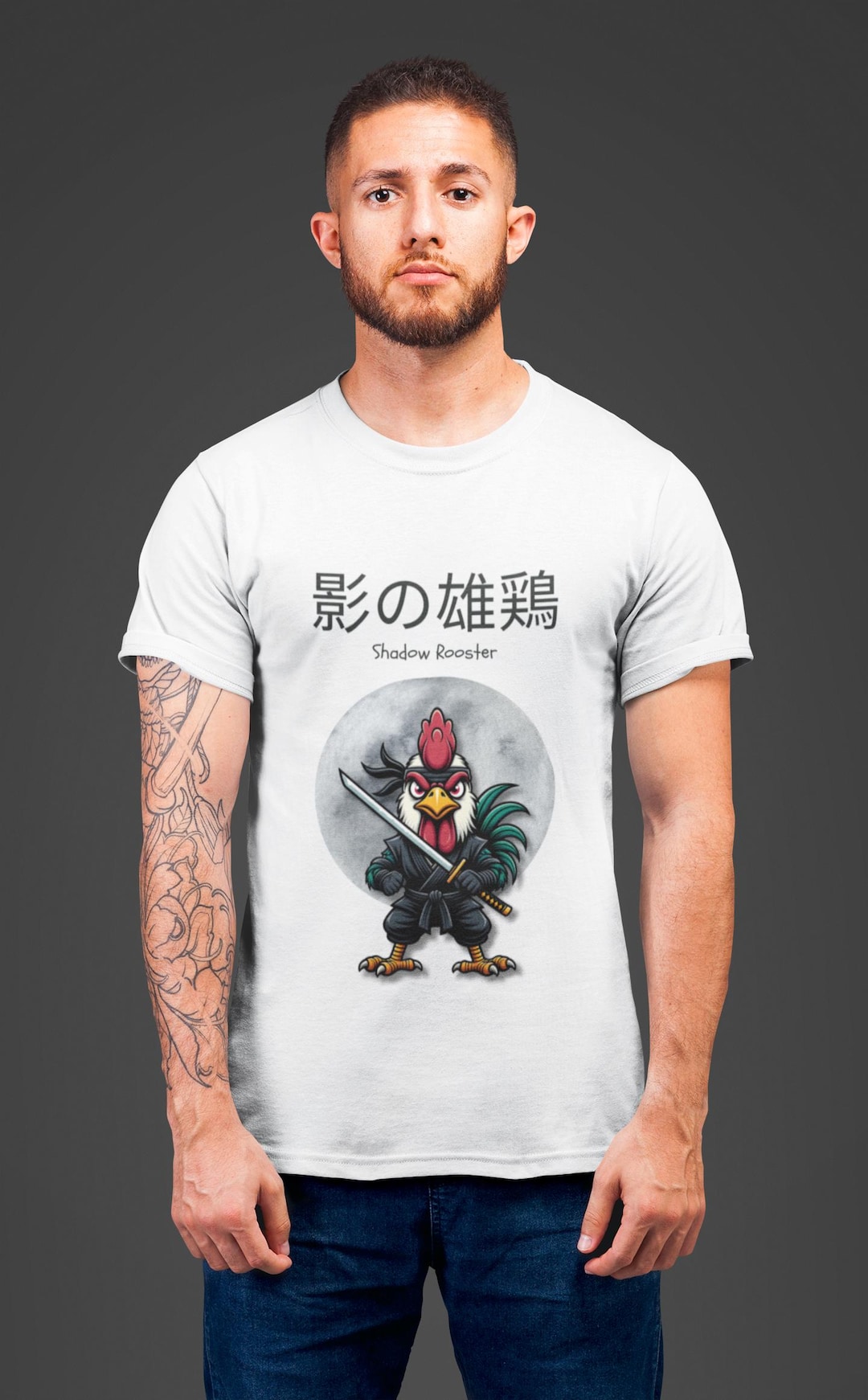 Shadow Rooster Ninja T-shirt - Funny Samurai Rooster Unisex Graphic Tee ...