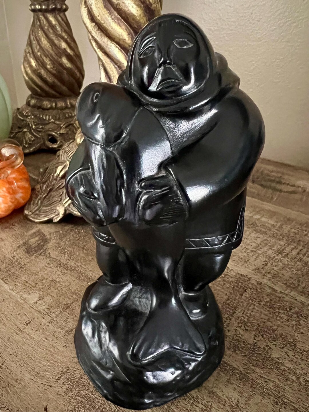 Vintage Boma Canada Figurine Depicting an Inuit Fisherman Holding a ...