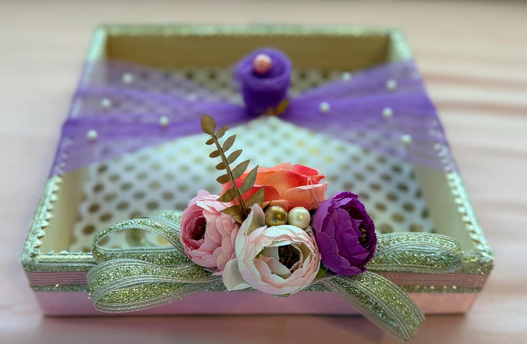 Decorated Wooden Gift Hamper - Floral Gifting Plate - Etsy