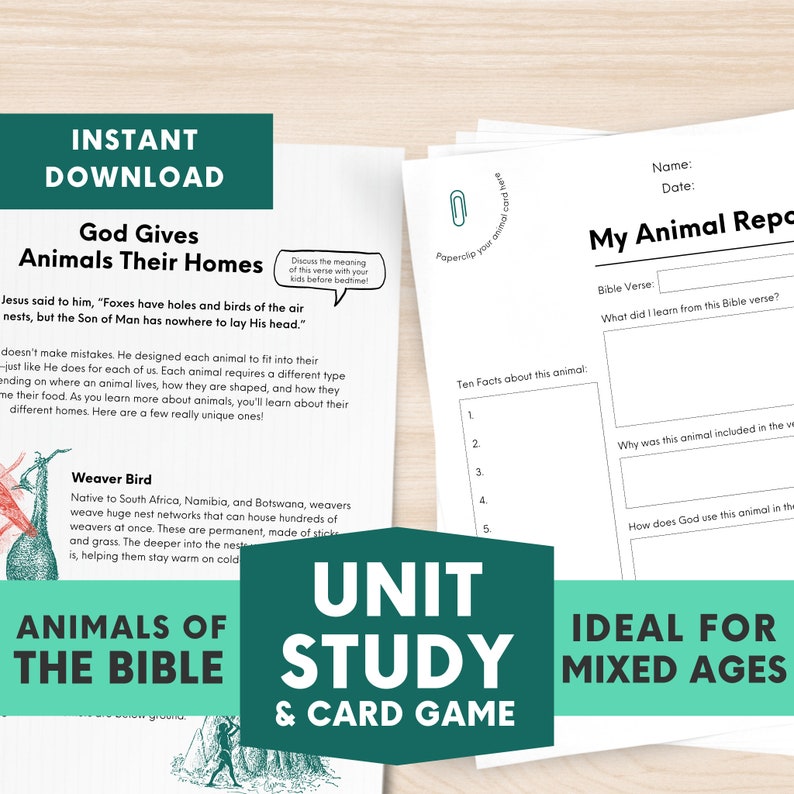 Animals of the Bible Unit Study Complete Christian Homeschool ...