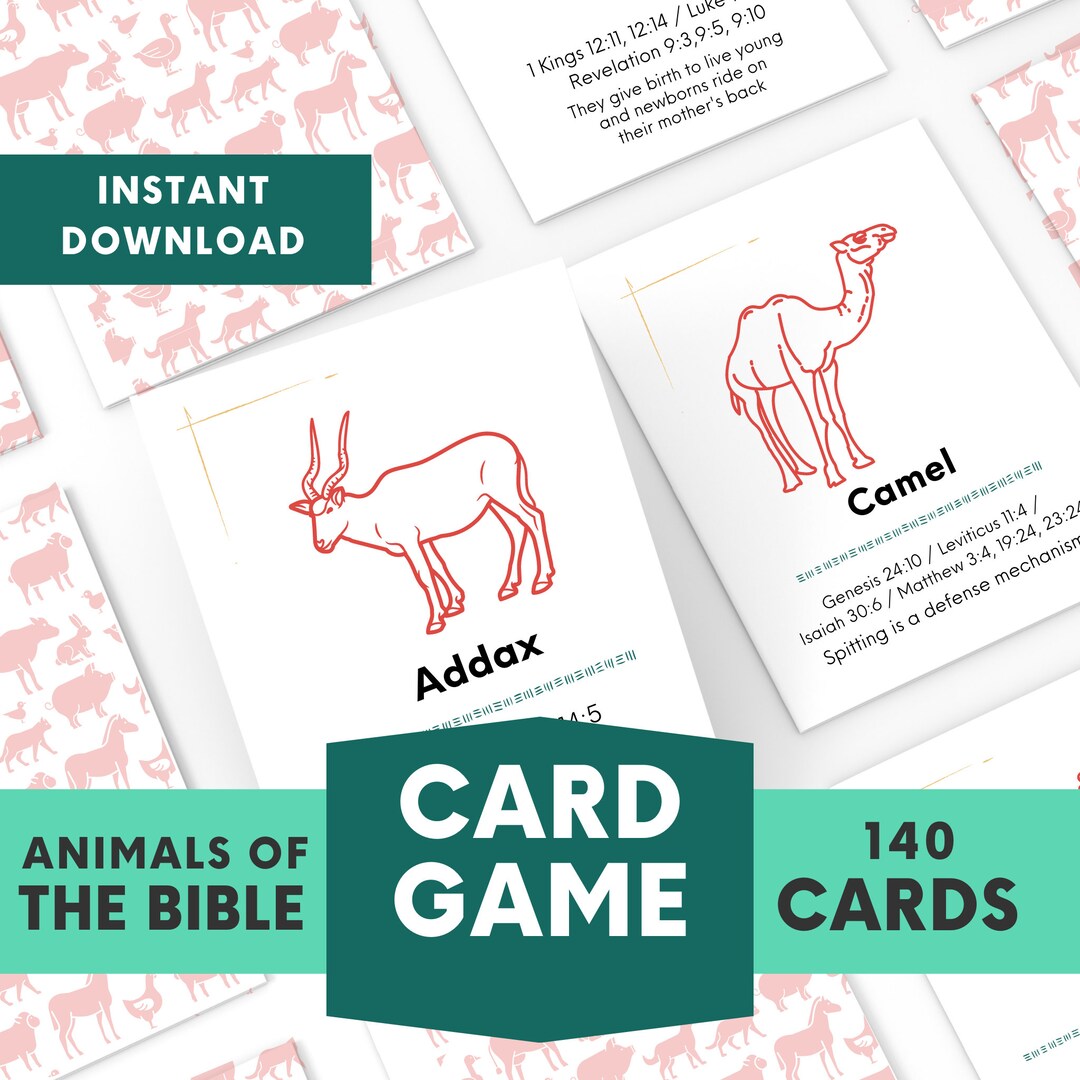 Animals of the Bible Kids Card Game Homeschool Printable Flashcards ...
