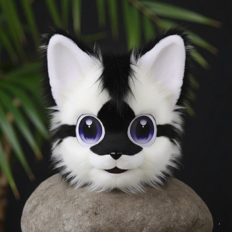 Furry Foxwhite Fursuit Head – Soft Faux Fur Dog Mask | Furry Convention ...