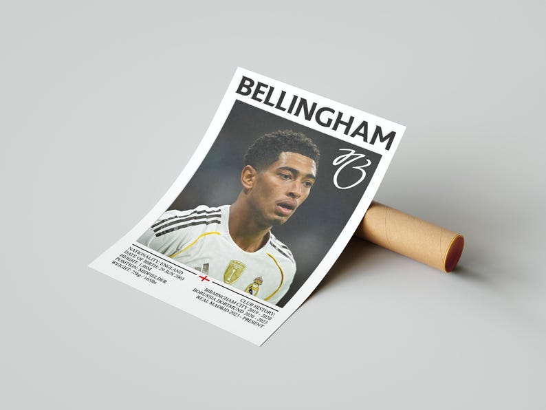 Jude Bellingham Physical Print | Real Madrid Supporter Gift | Hey Jude ...