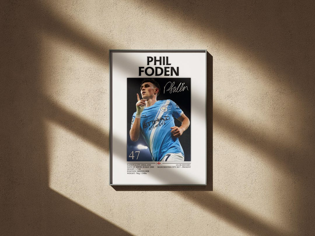 Phil Foden Poster – Manchester City Football Star Art, Digital Download ...