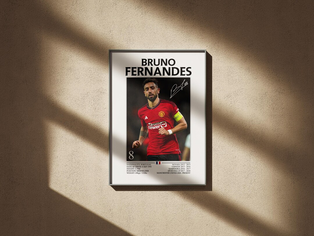 Bruno Fernandes Poster – Manchester United Captain, Football Art ...