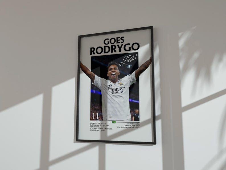Rodrygo Poster – Real Madrid Football Star Art, Digital Download - Etsy