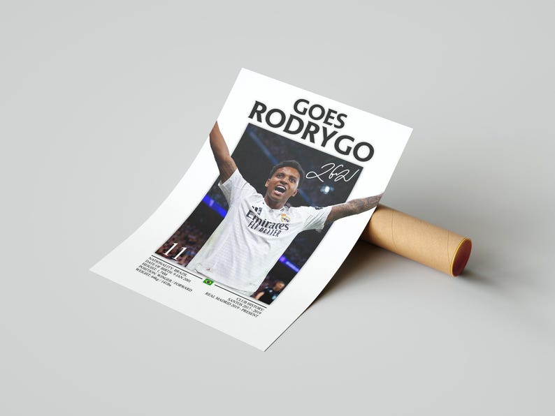 Rodrygo Poster – Real Madrid Football Star Art, Digital Download - Etsy