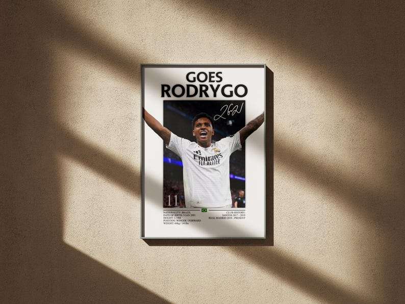 Rodrygo Poster – Real Madrid Football Star Art, Digital Download - Etsy