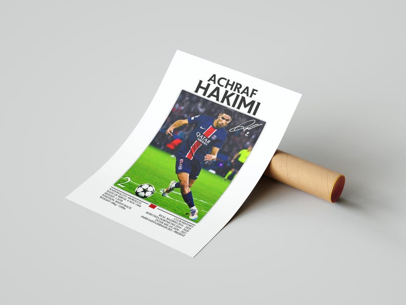 Achraf Hakimi Poster – PSG, Morocco Football Art (digital Poster) - Etsy
