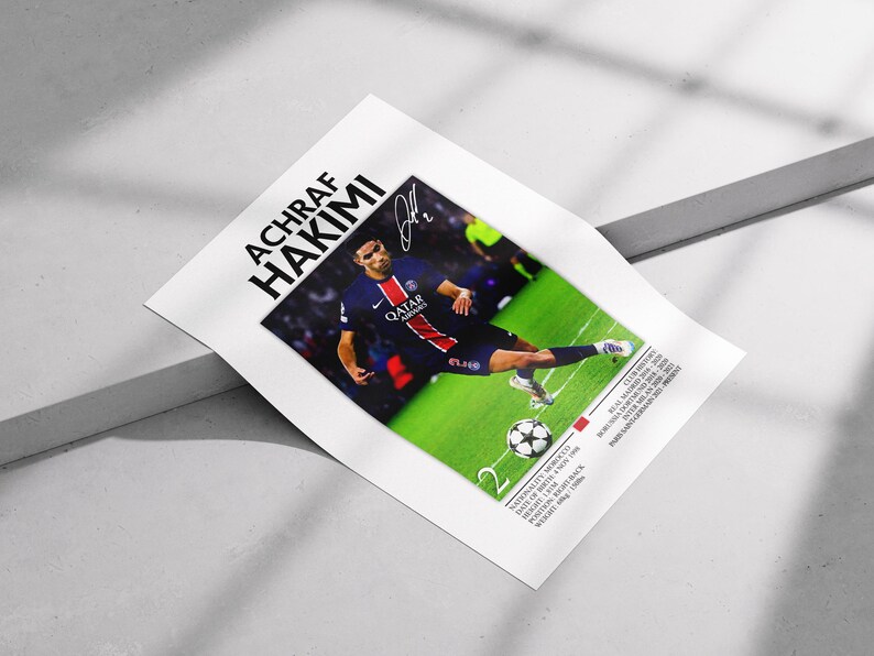 Achraf Hakimi Poster – PSG, Morocco Football Art (digital Poster) - Etsy